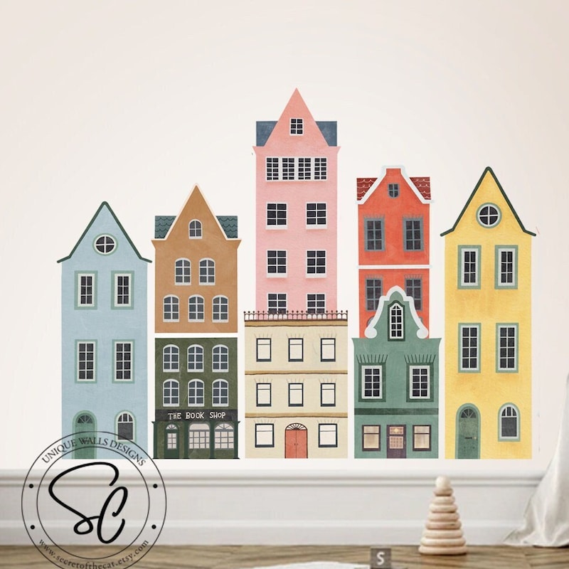 Village Wall Decal - Etsy