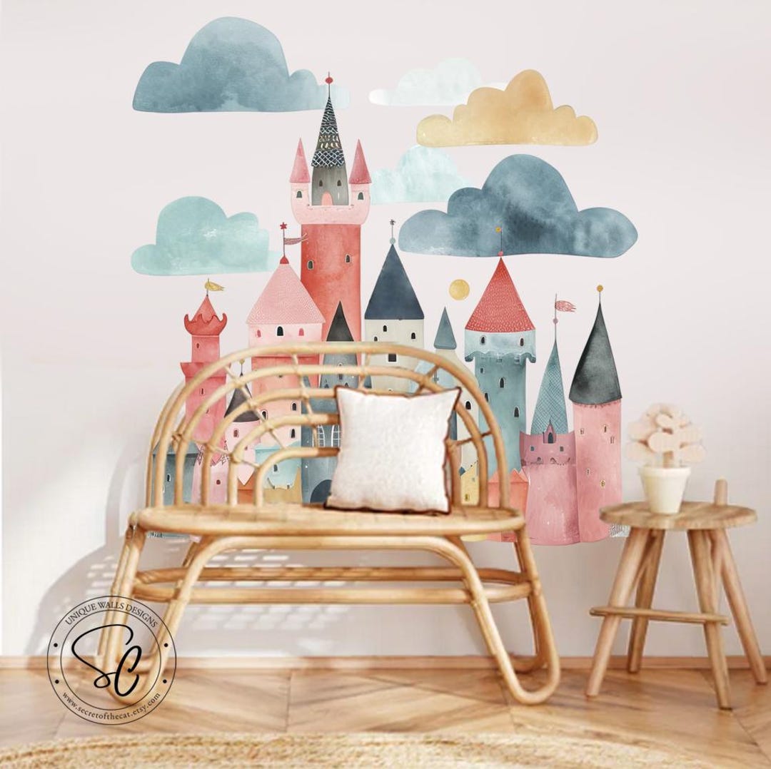Princess Castle Wall Sticker , Playroom Wall Art, Nursery Decals, Kids ...