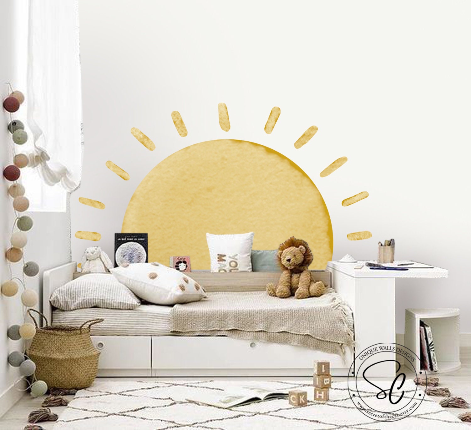 Sun Wall Decal, Boho Wall Decal, Watercolor Sun, Wall Decal Nursery ...