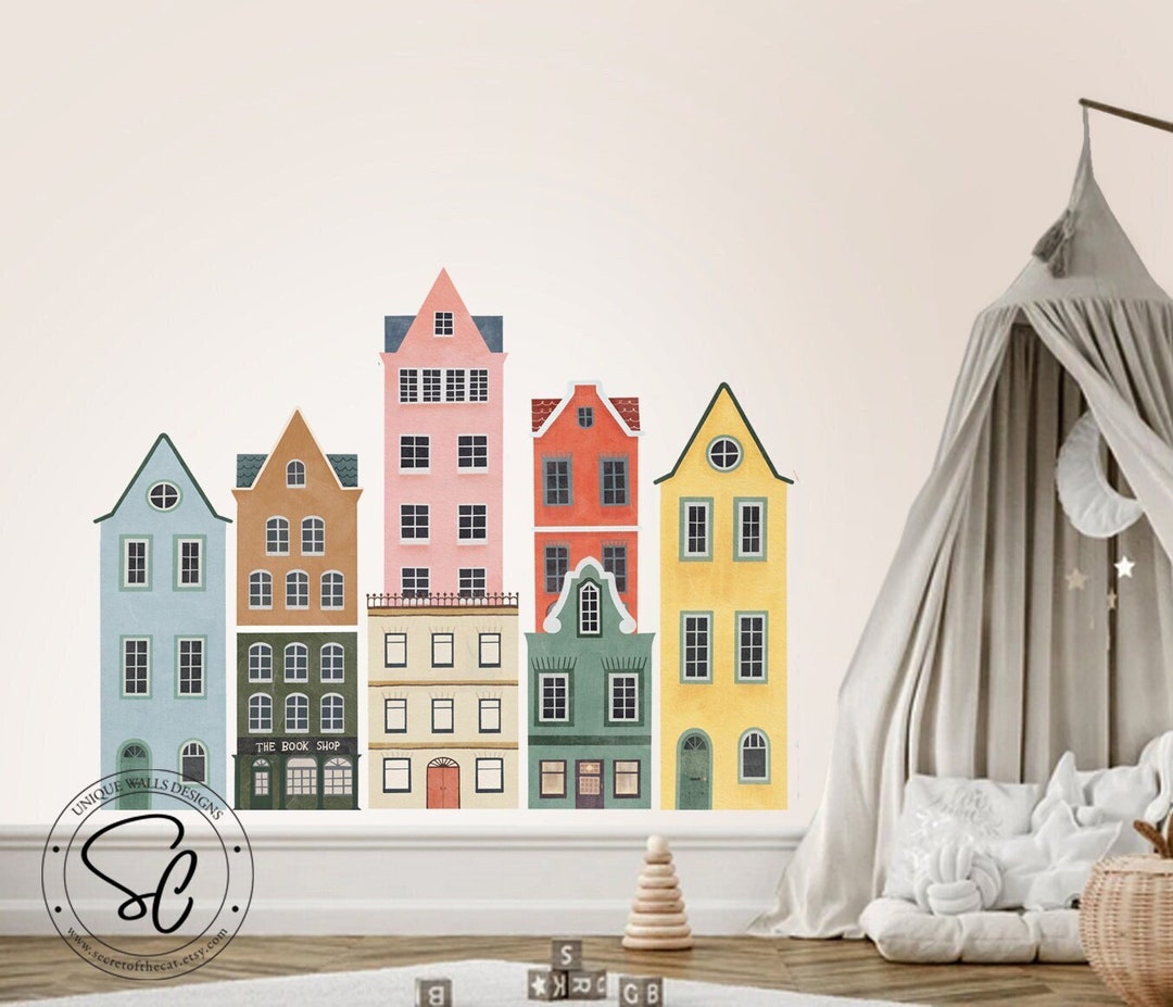 House Wall Decal, Peel and Stick Decals, Boho Houses Wall Sticker ...