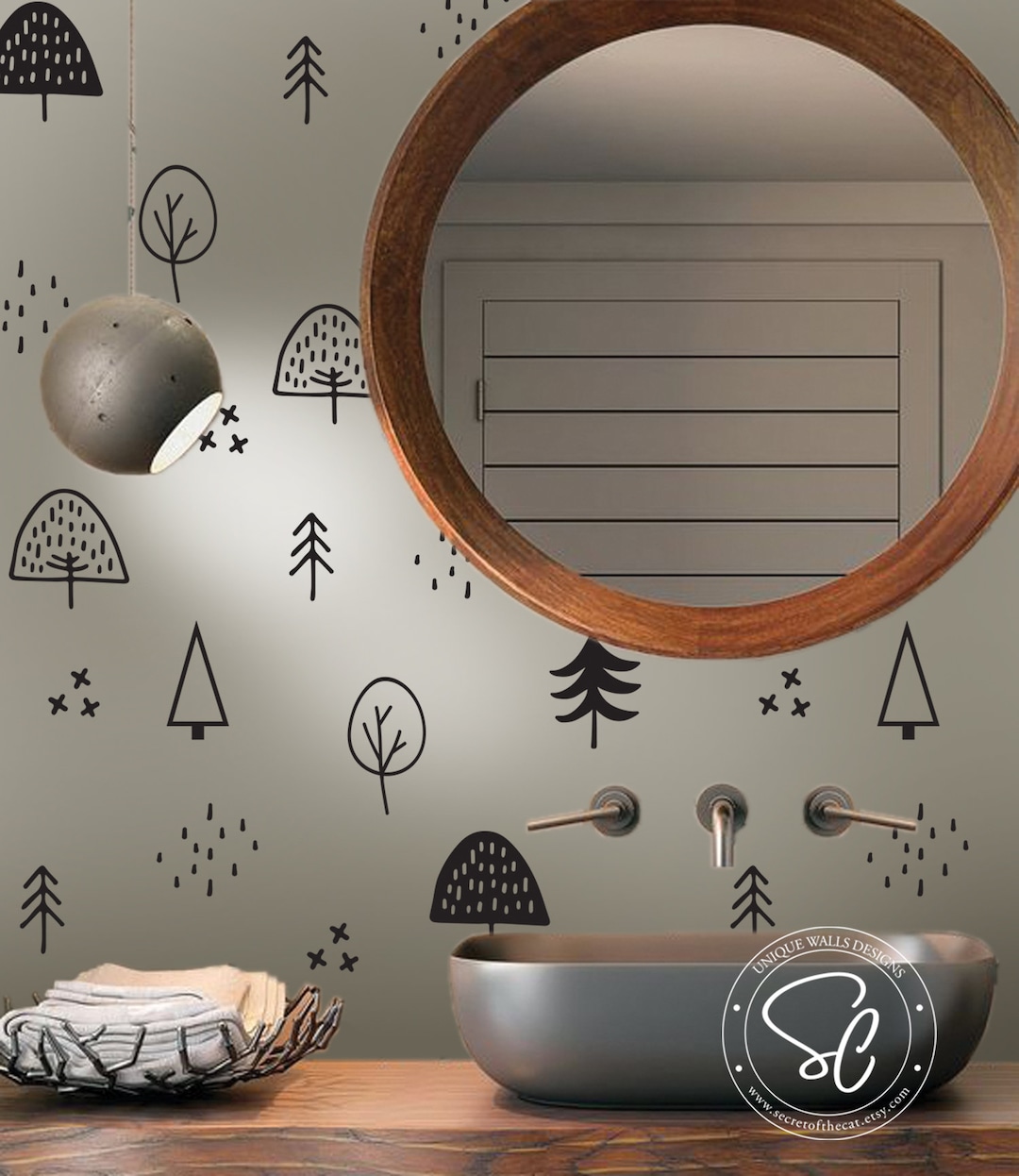 Woodland Wall Decals -forest Wall Stickers, Scandinavian Nursery Wall ...