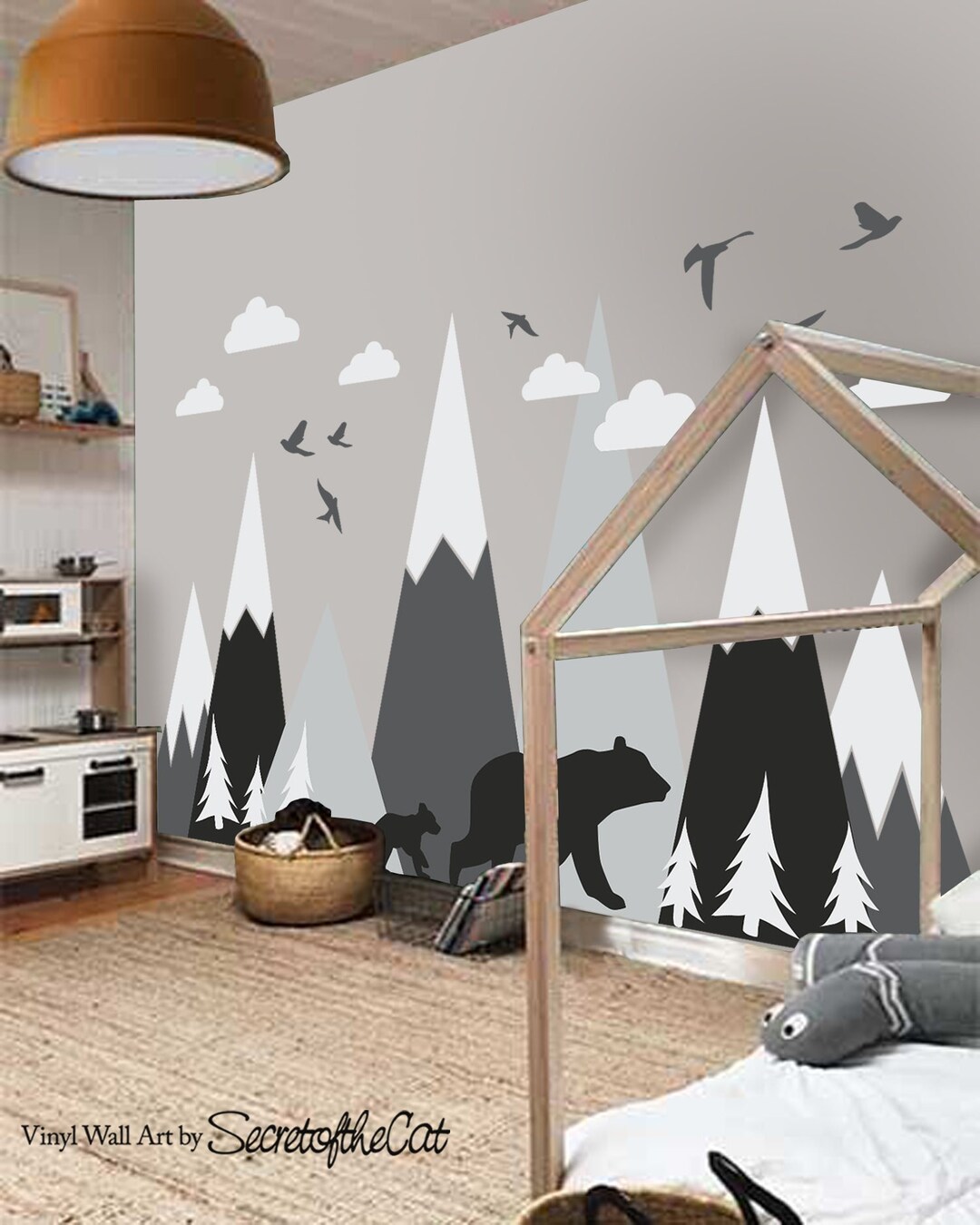 Mountain Wall Sticker- Mountain Wall Decal - Mountains Sticker - Kids ...