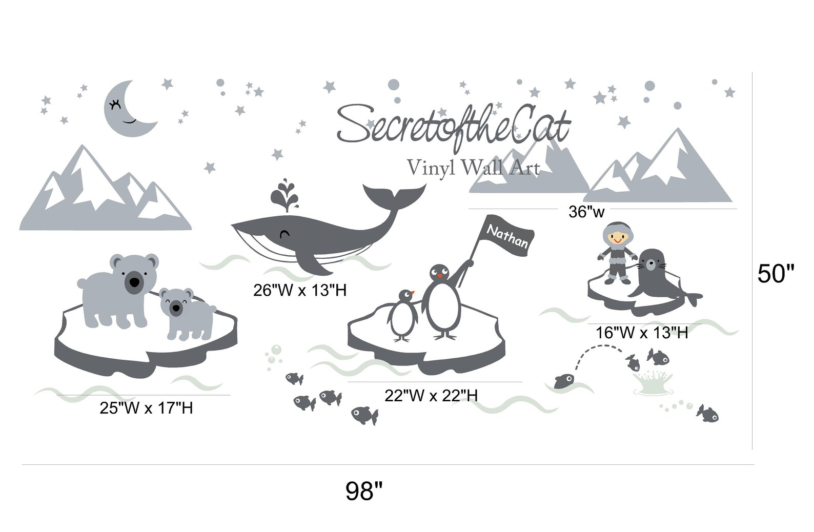 Arctic Animals Decal - Nursery Wall Decal -nursery Decor -polar Bear ...