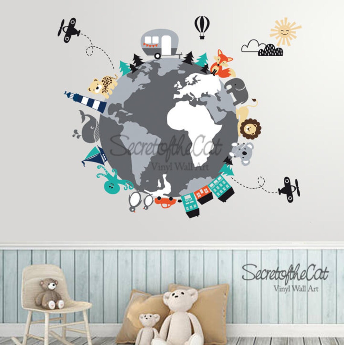 World Map Decal Map Decal World Map Children Wall Decal | Etsy
