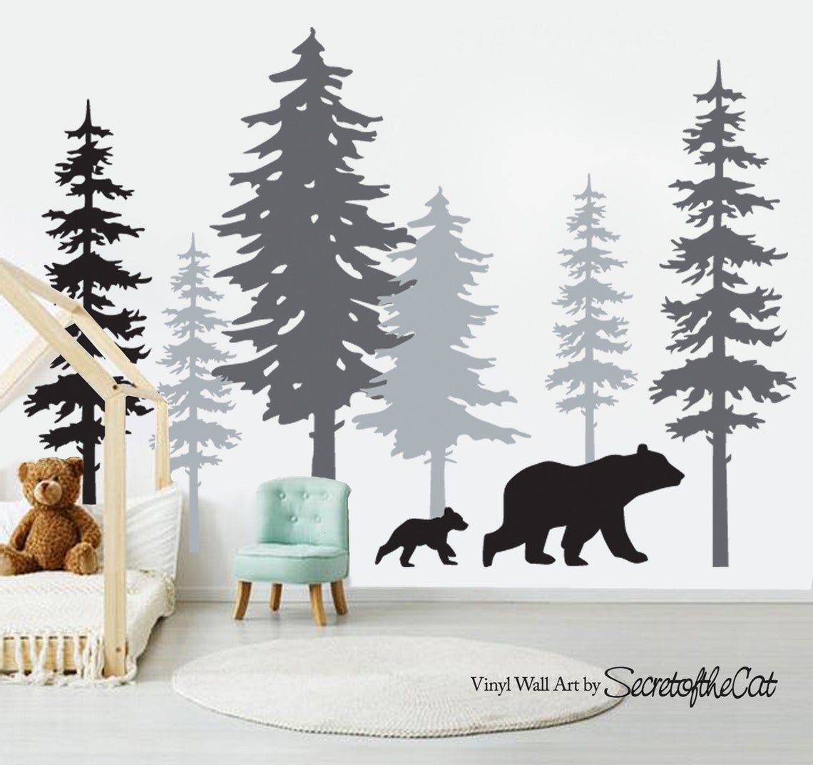 Wall Decals Nursery Pine Tree Forest Wall Decalstree Wall - Etsy