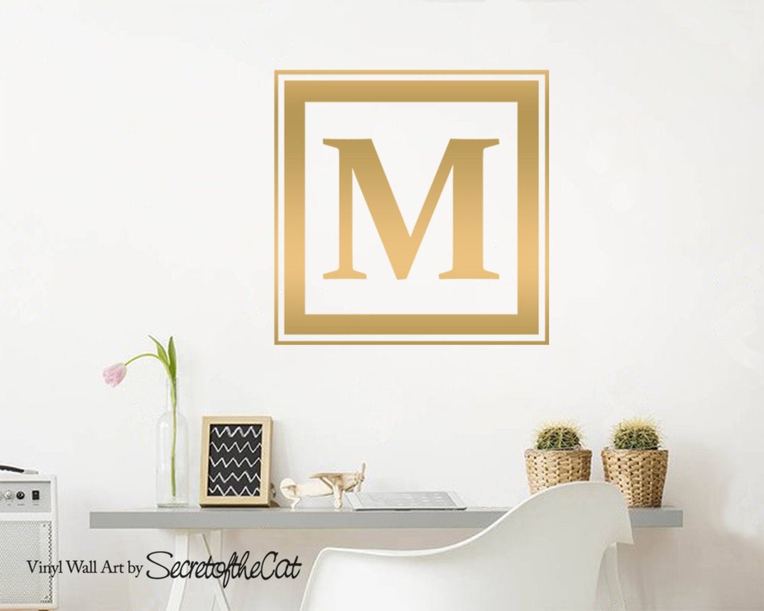 Custom Monogram Wall Decal, Initial Wall Decal, Nursery Vinyl Sticker ...