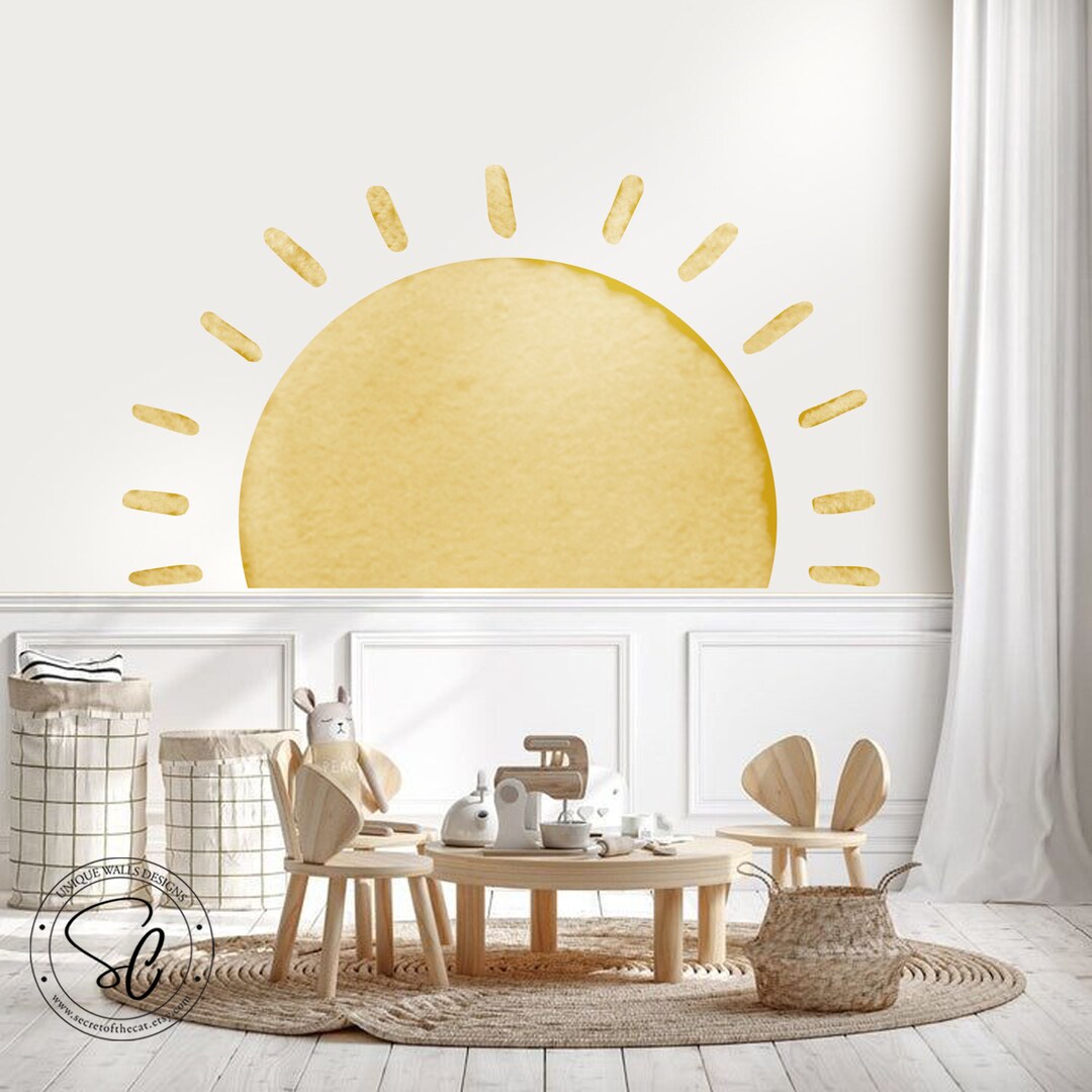 Sun Wall Decal, Boho Wall Decal, Watercolor Sun, Wall Decal Nursery ...