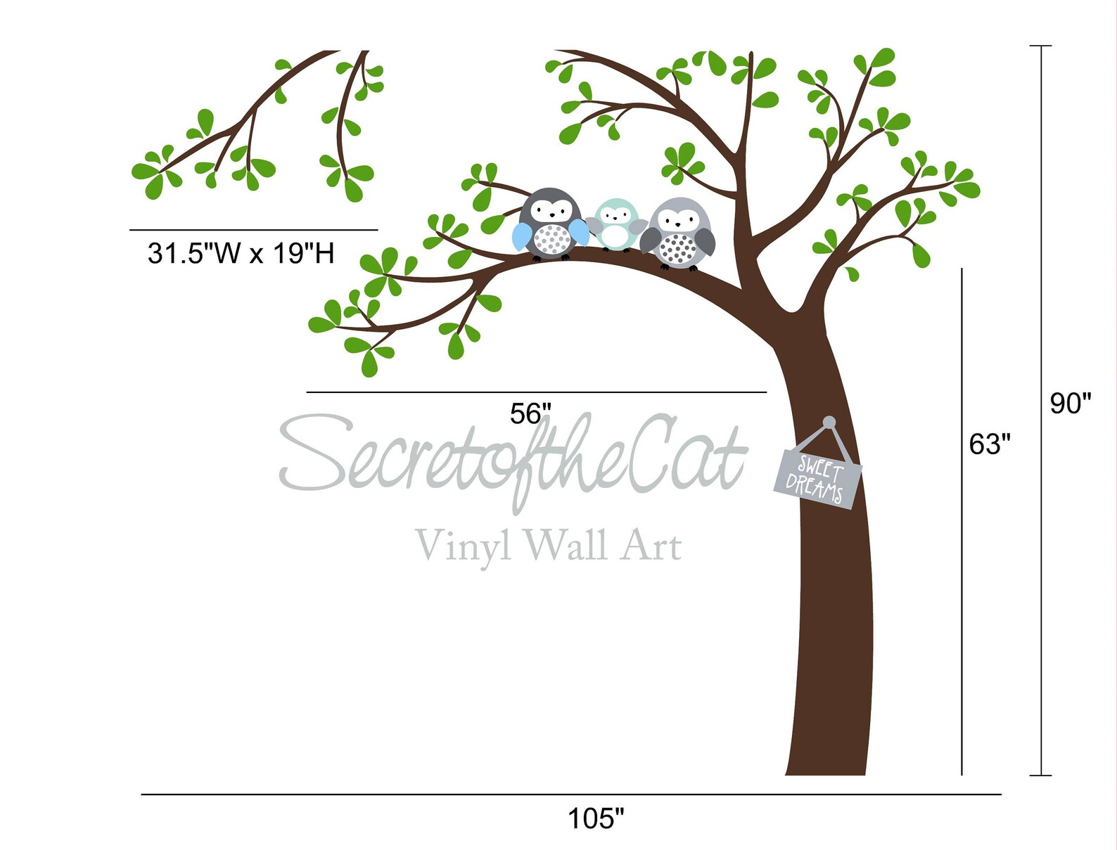 Nursery Wall Decal Corner Tree Decal Baby Tree Wall Decals | Etsy