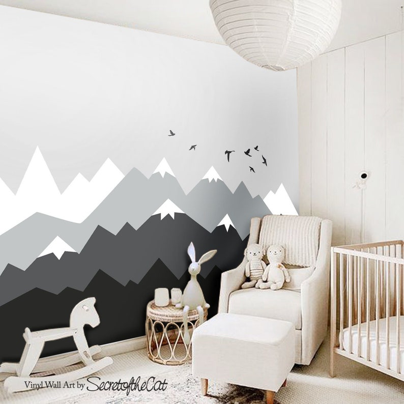 Mountain Wall Sticker Mountain Wall Decal Mountains Sticker - Etsy