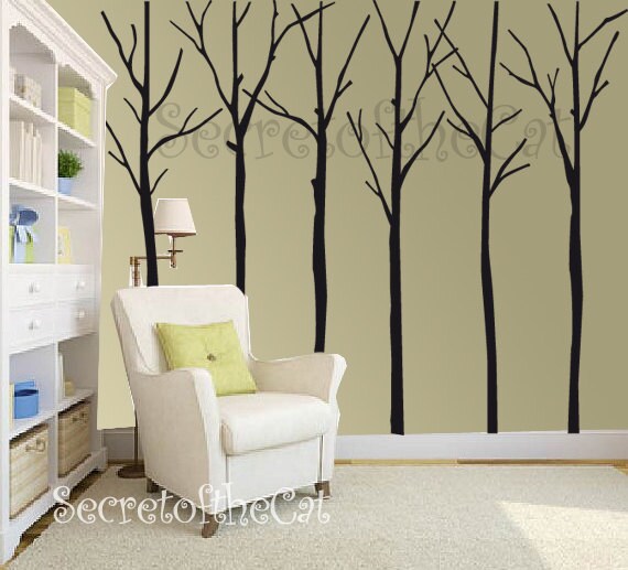 Living room Tree Wall Decals Sticker Set Large tree wall | Etsy