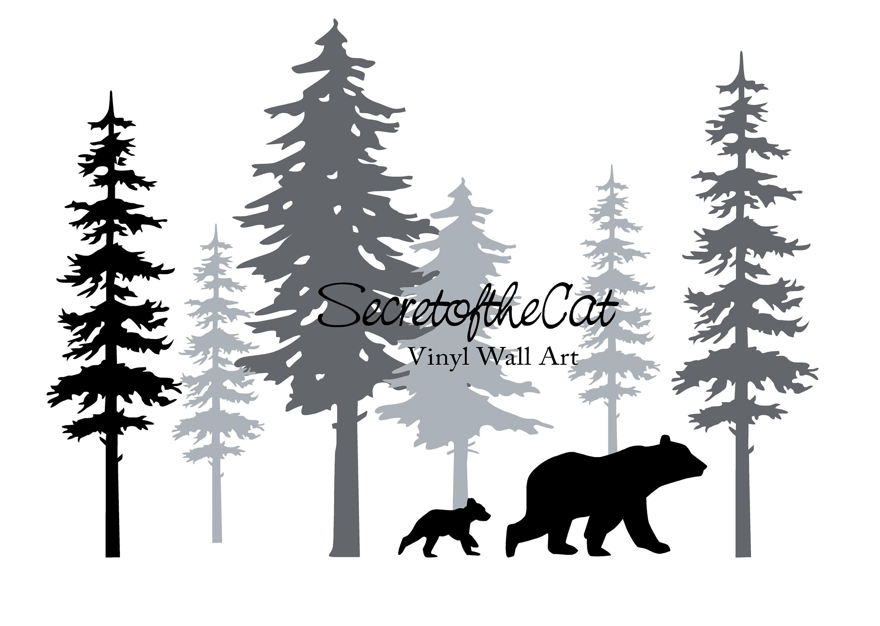 Woodland Wall Decal Pine Tree Forest Wall Decalstree Wall | Etsy