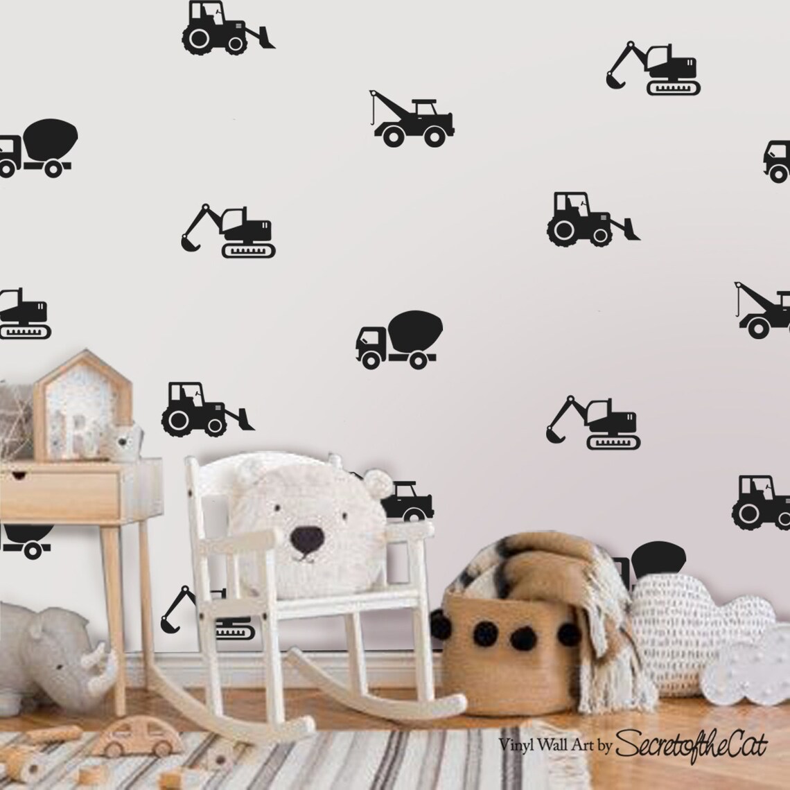 Construction Trucks Wall Decals Vinyl Wall Decals Wall - Etsy