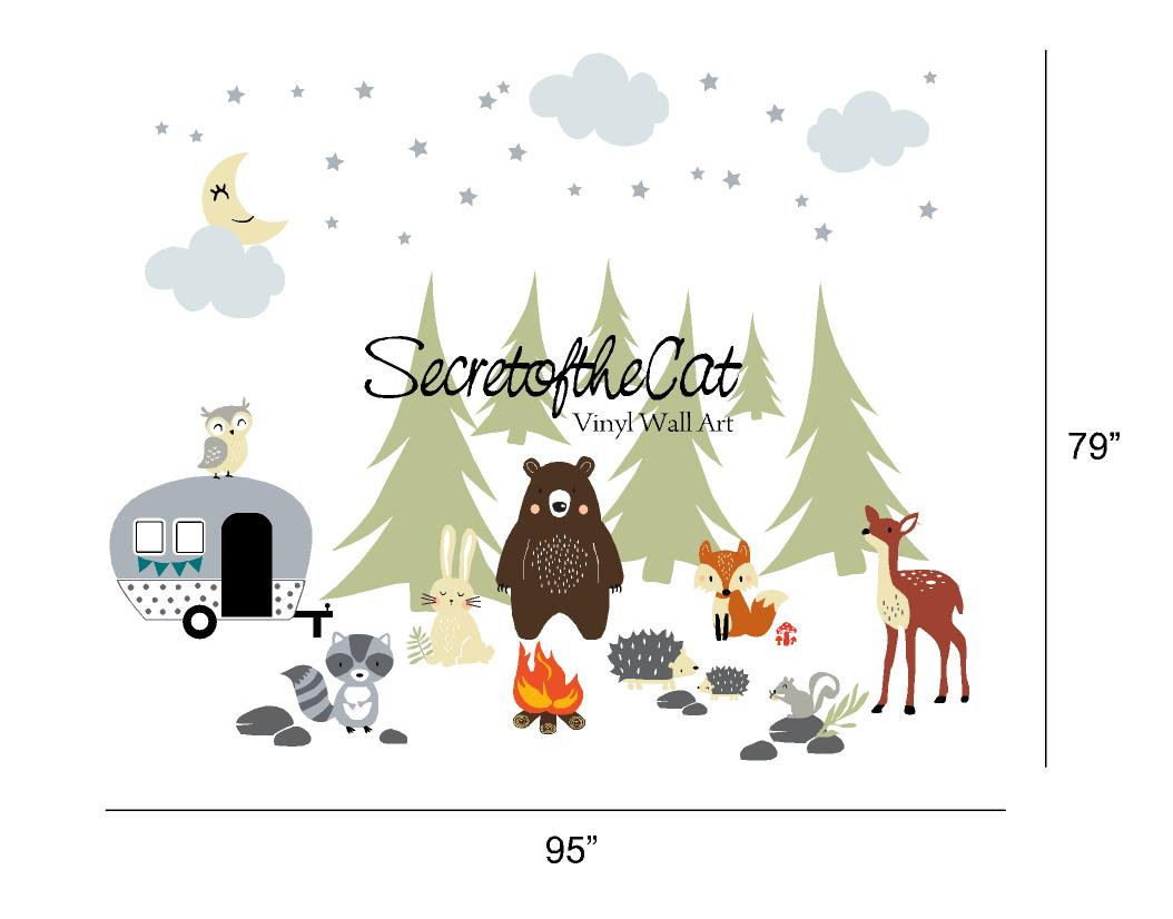 Woodland Animals Campfire Vinyl Wall Decal – Kids Room Decor - Etsy