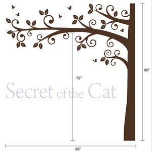 Corner Tree Decal Tree Wall Decal Sticker Wall Decal Swirl Tree Swirl ...