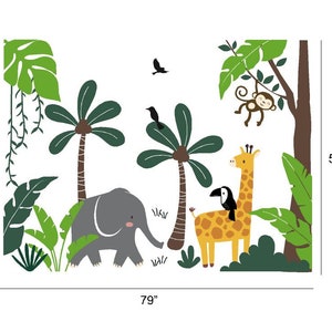 Jungle Wall Sticker- Jungle Landscape With Animals- Jungle Wall Decal ...