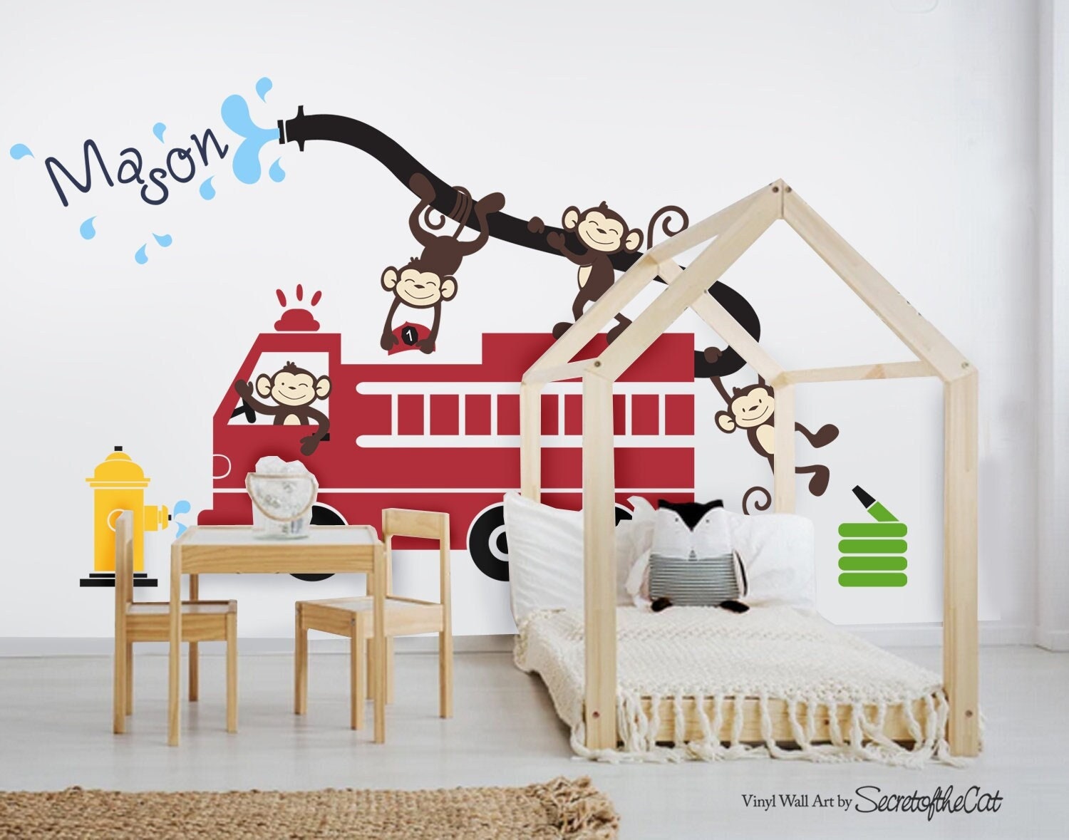 Nursery Wall Decal Wall Decals Nursery Firetruck Wall - Etsy