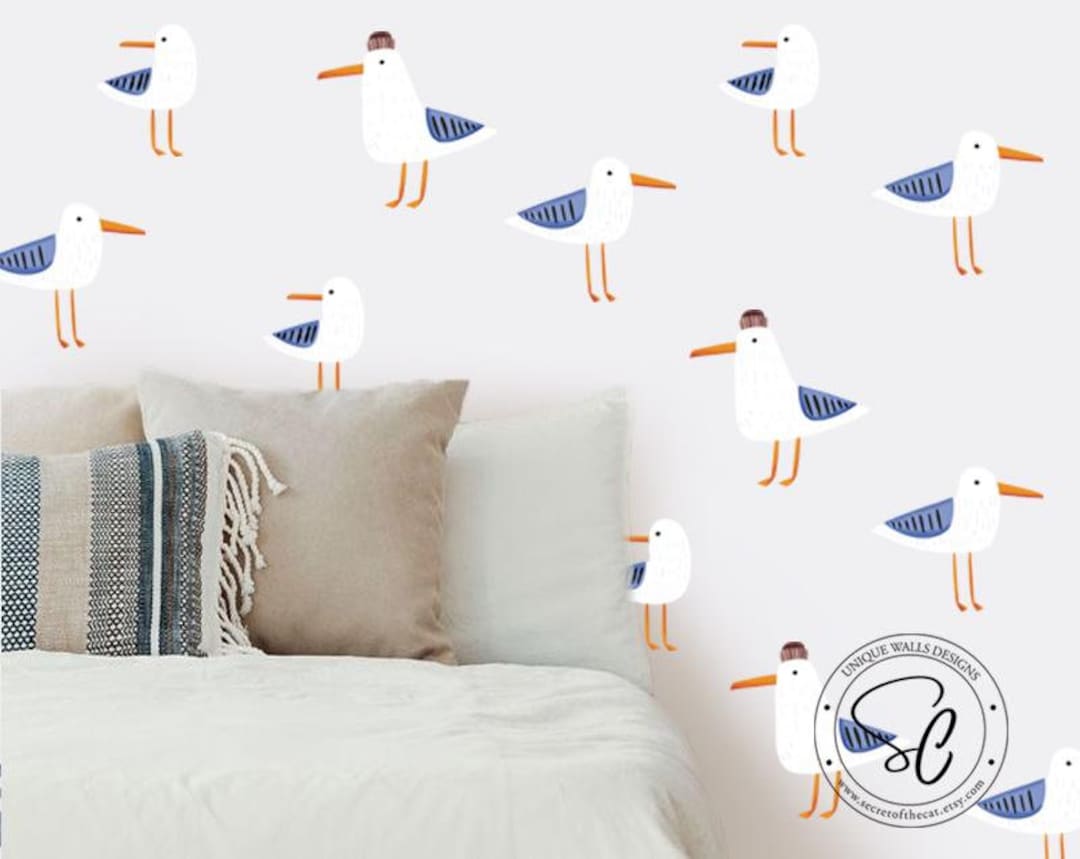 Seagull Stickers, Nautical Kit for Nursery, Seagull Wall Decor, Beach ...