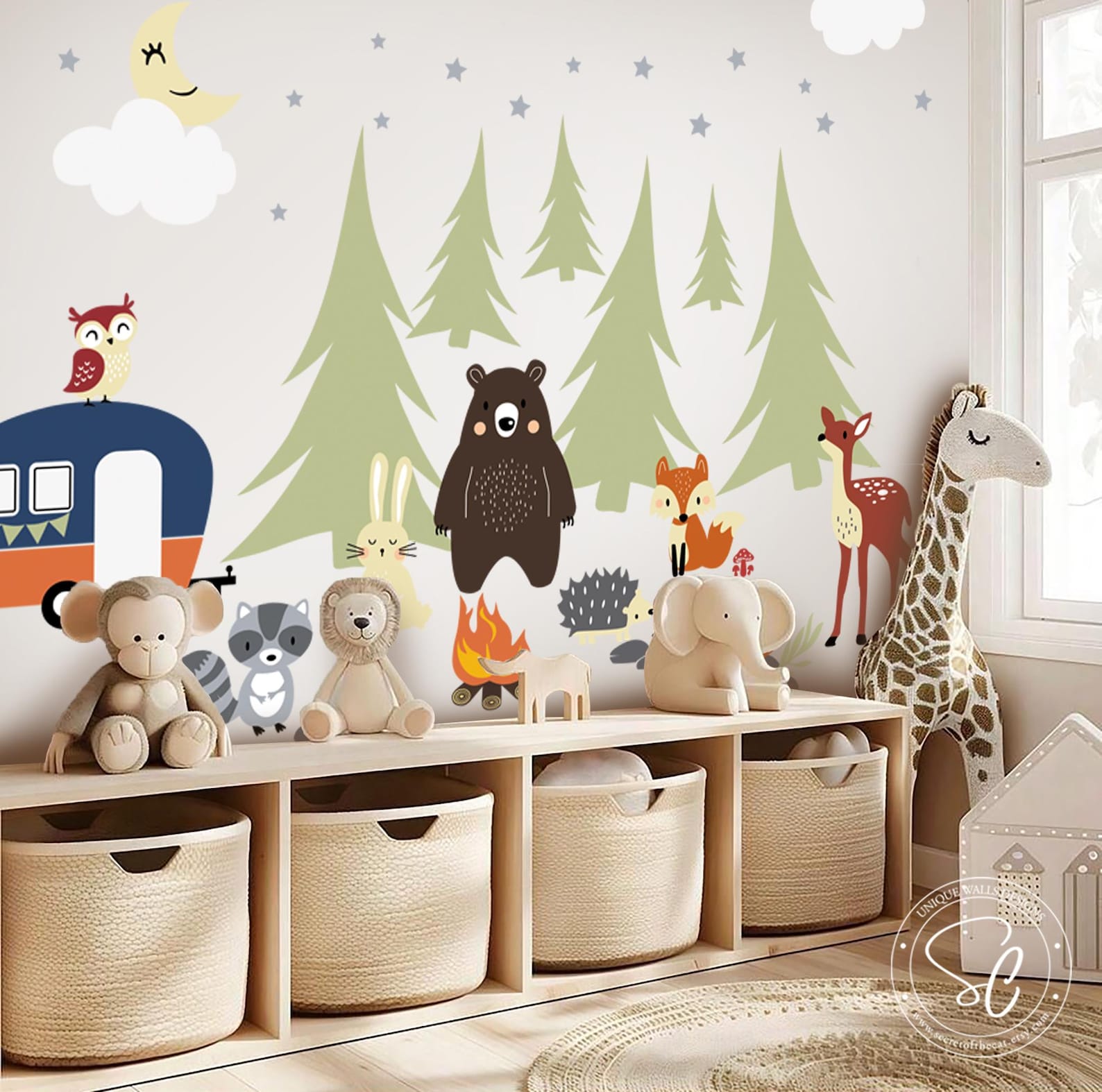 Woodland Animals Campfire Vinyl Wall Decal – Kids Room Decor - Etsy
