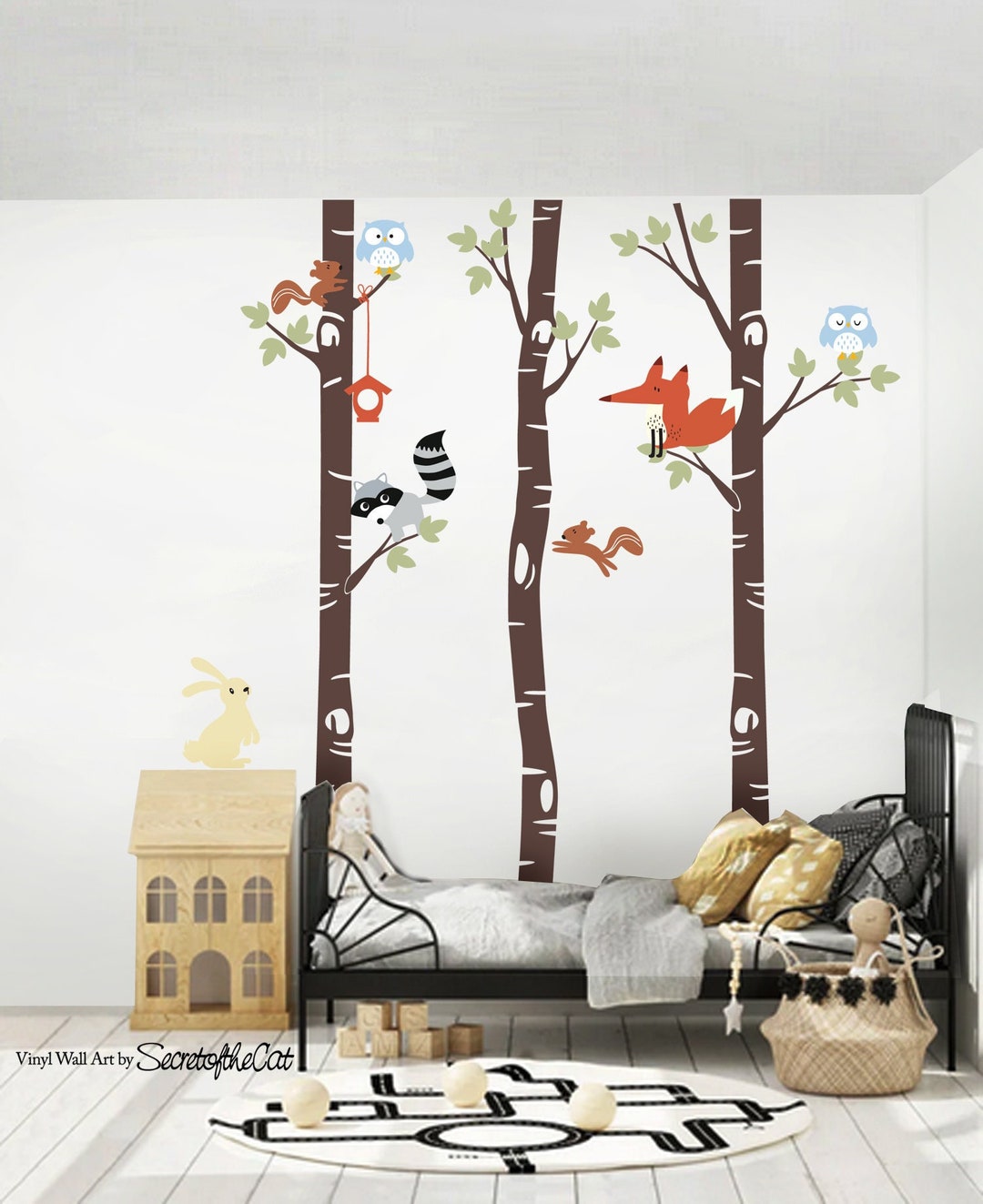 Nursery Wall Decal, Wall Decals Nursery, Birch Trees With Forest ...
