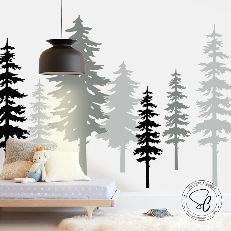 Wall Decals Nursery, Pine Tree Forest Wall Decals,tree Wall Decals ...