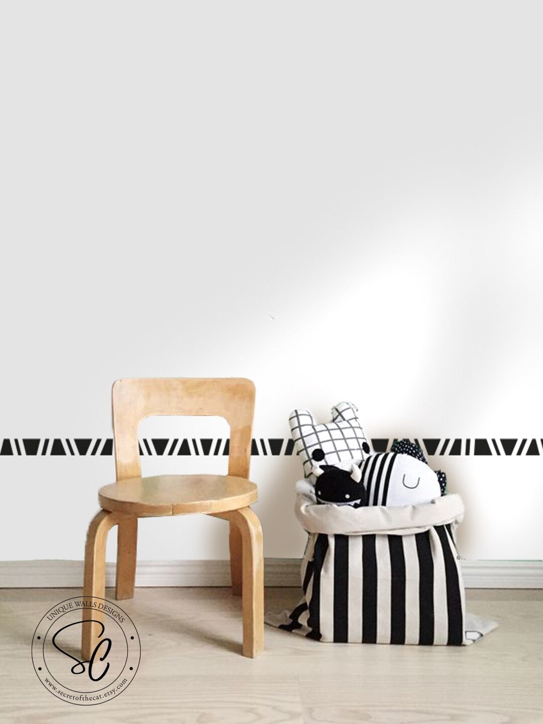 Geometric Room Border, Abstract Shapes Wall Decal, Modern Art Wall ...