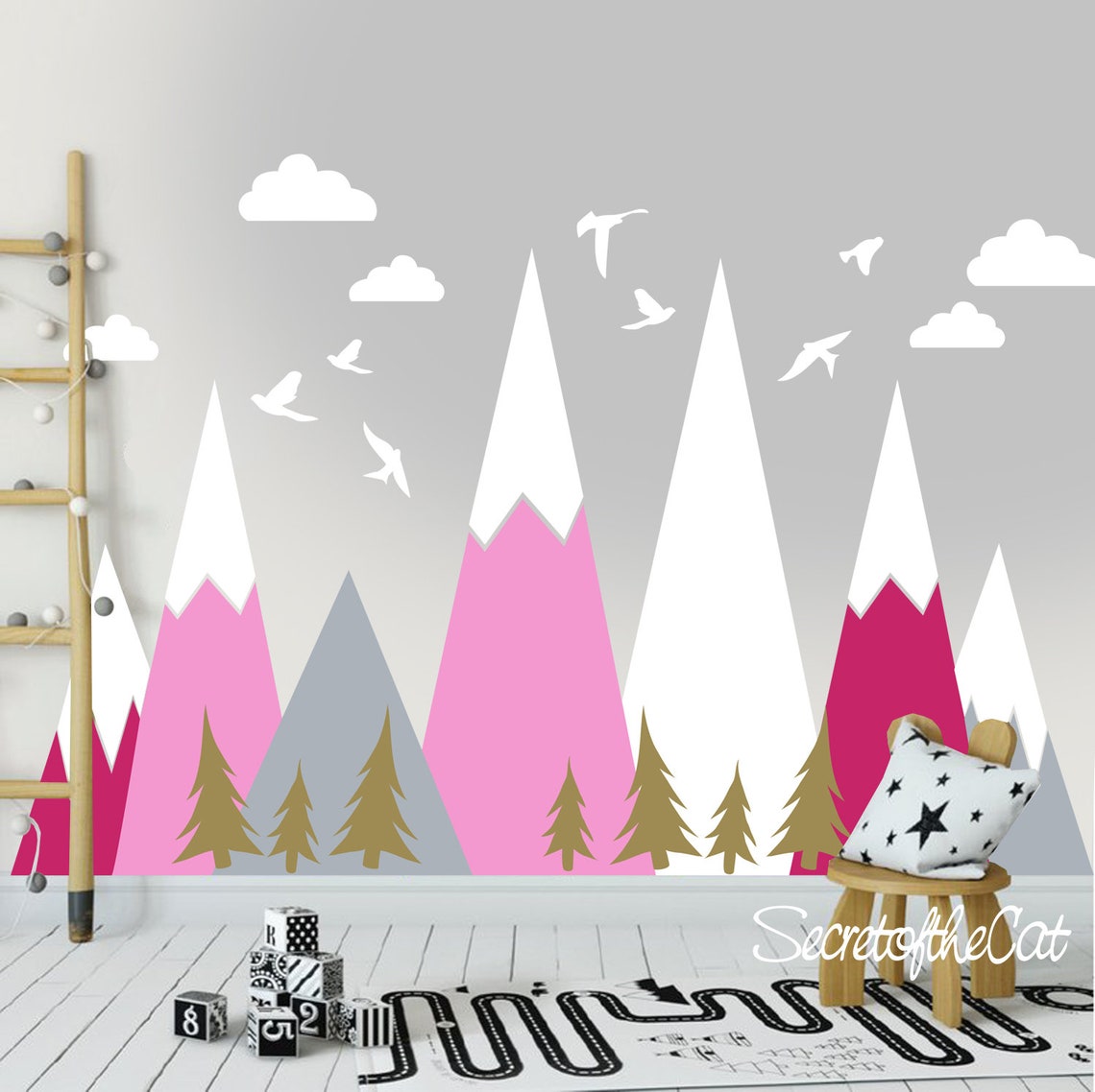 Mountain Wall Sticker Mountain Wall Decal Mountains Sticker | Etsy