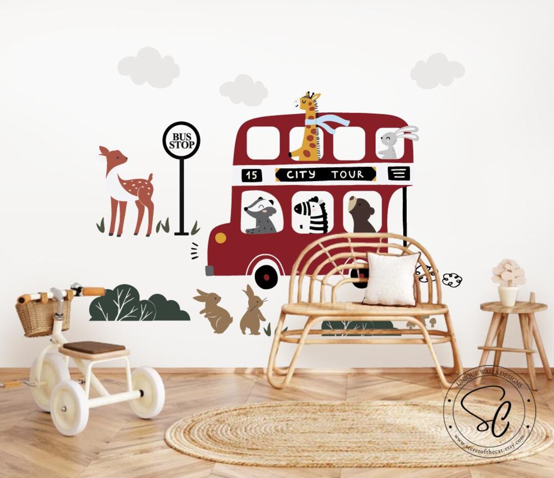 London Bus Wall Decal, Baby Nursery Wall Stickers, Large Wall Decal ...