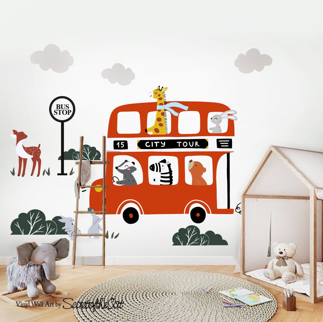 London Bus Wall Decal, Baby Nursery Wall Stickers, Large Wall Decal ...