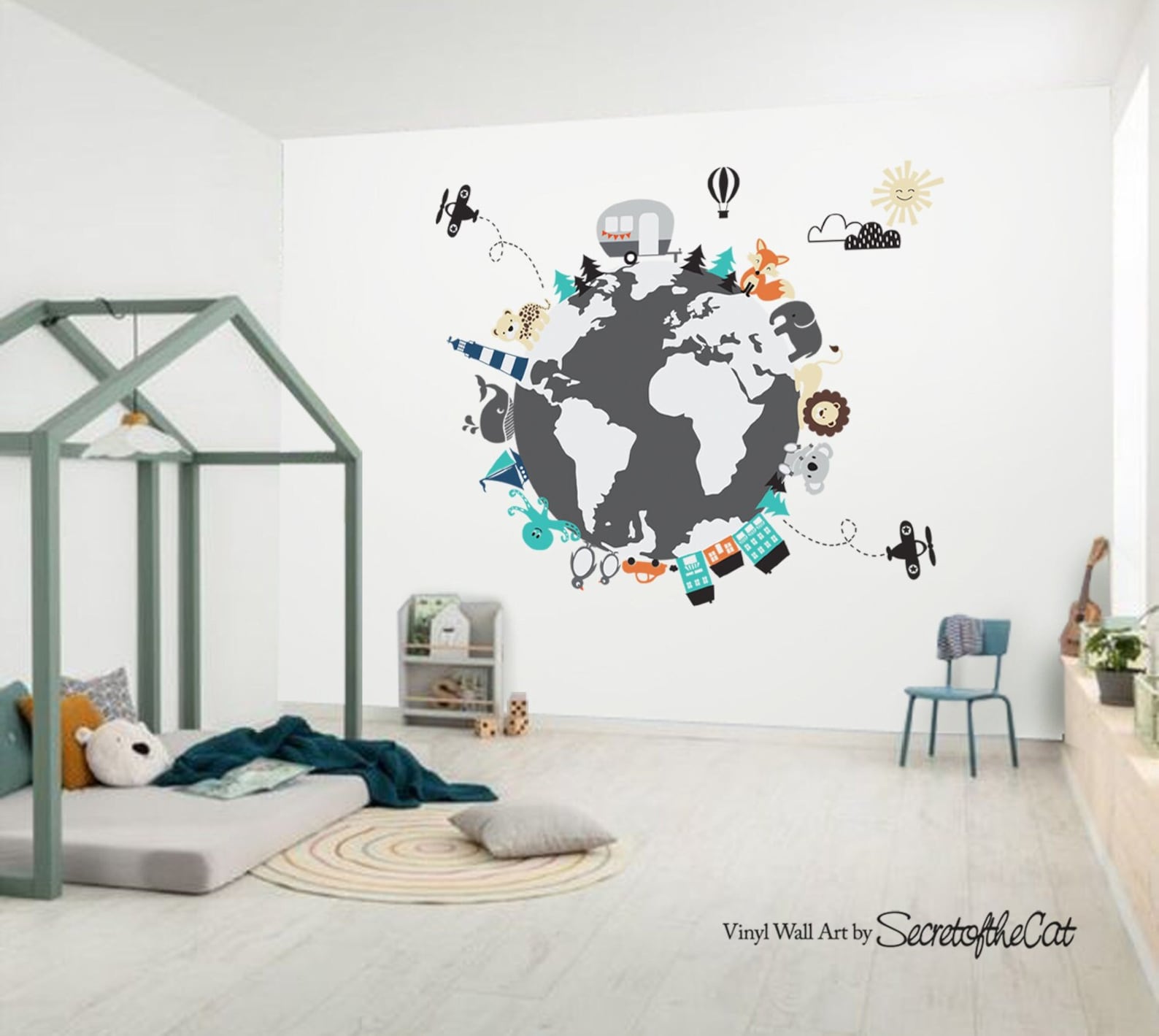 World Map Decal Map Decal World Map Children Wall Decal - Etsy