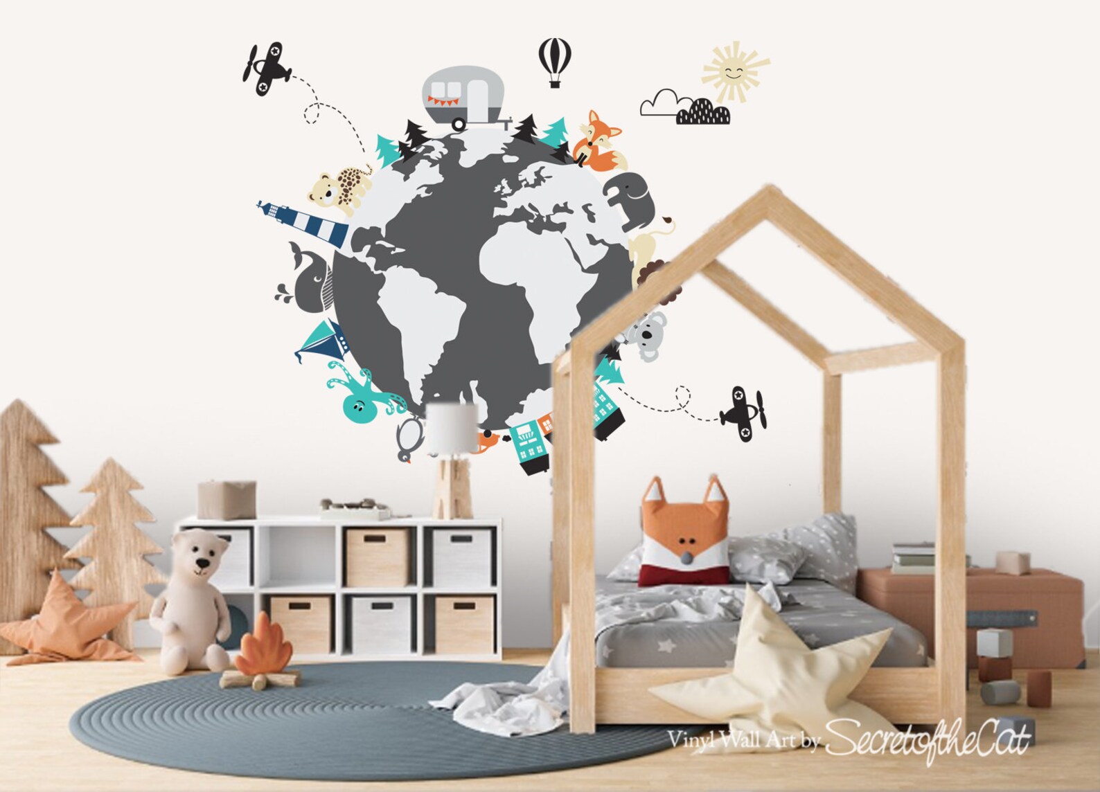 World Map Decal Map Decal World Map Children Wall Decal - Etsy