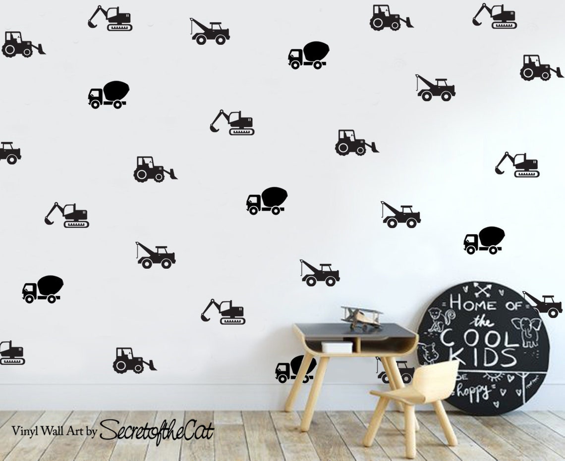 Construction Trucks Wall Decals Vinyl Wall Decals Wall - Etsy