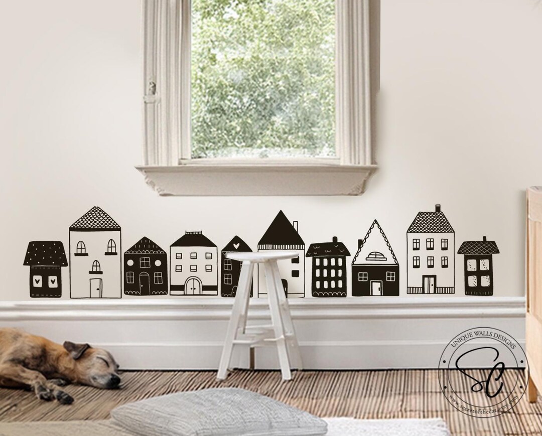 Boho Houses Wall Decal, Peel and Stick, Nursery Decor - Etsy