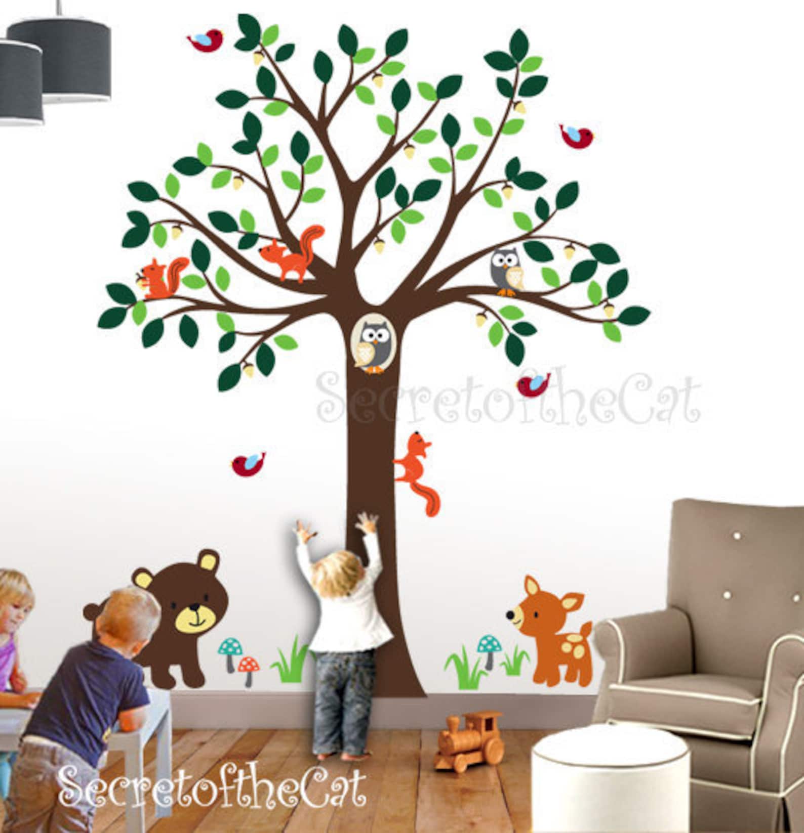Nursery Wall Decal - Wall Decals Nursery - Tree With Woodland Animals ...