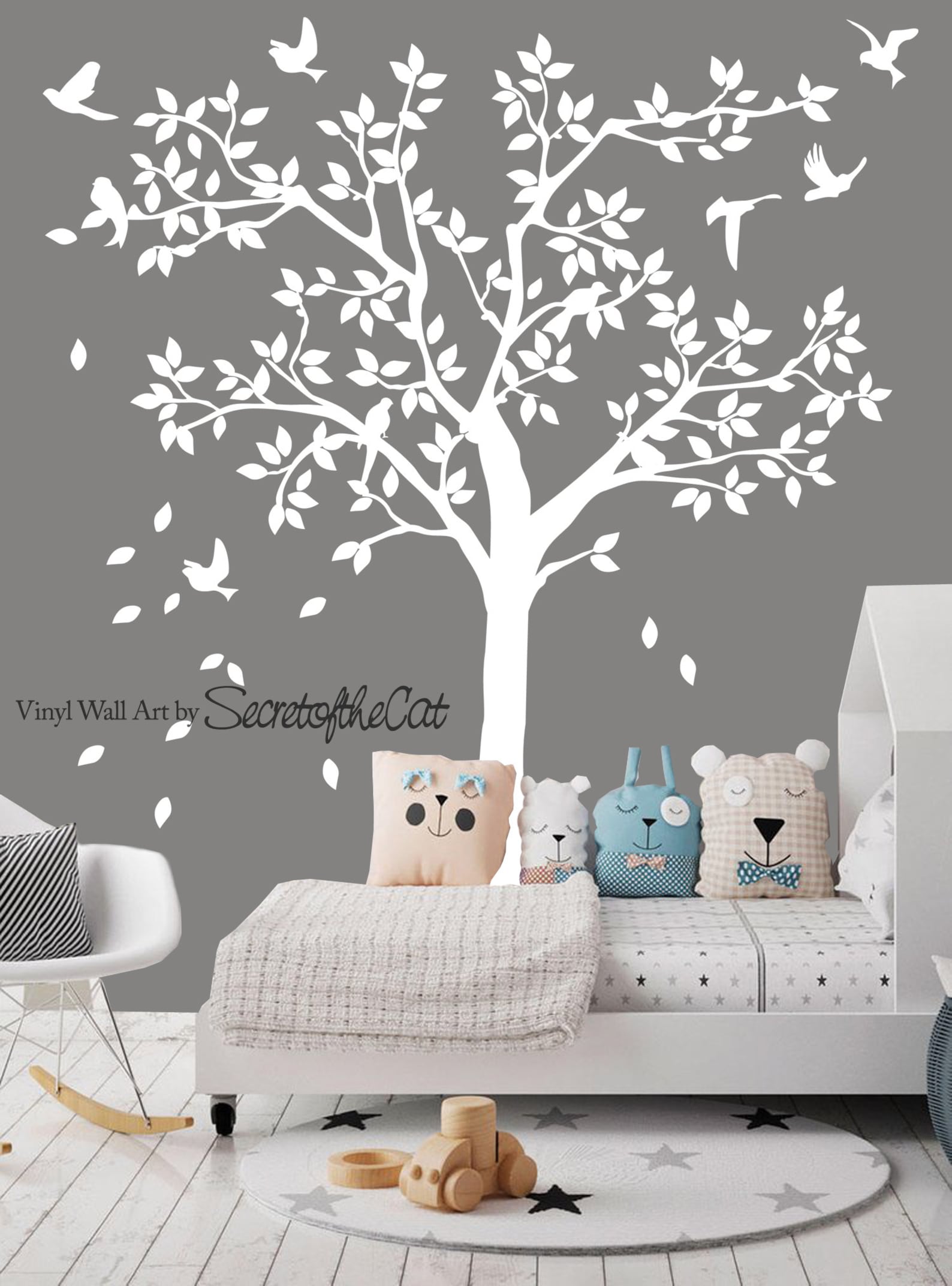White Tree Wall Decal Tree Wall Decal Nursery Tree Decals | Etsy