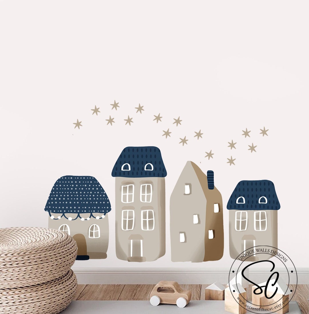 House Wall Decal, Peel and Stick Decals, Boho Houses Wall Sticker ...