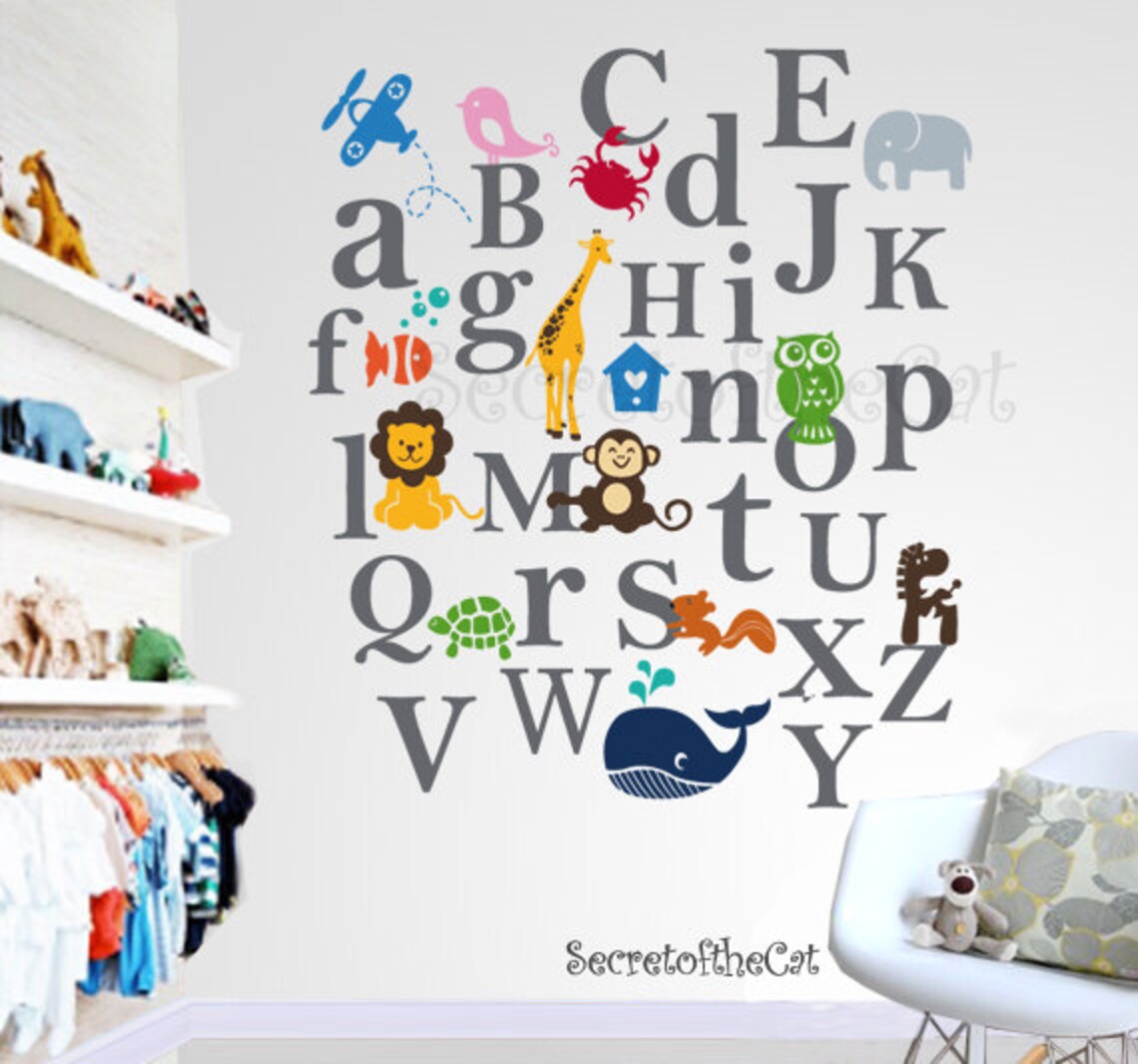 Kids wall decor Kids Alphabet vinyl decal ABC decal A to | Etsy