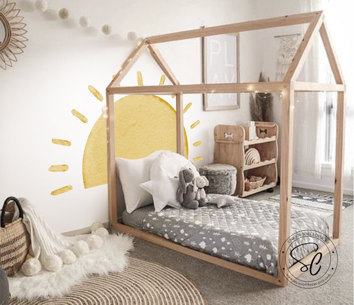 Sun Wall Decal, Boho Wall Decal, Watercolor Sun, Wall Decal Nursery ...