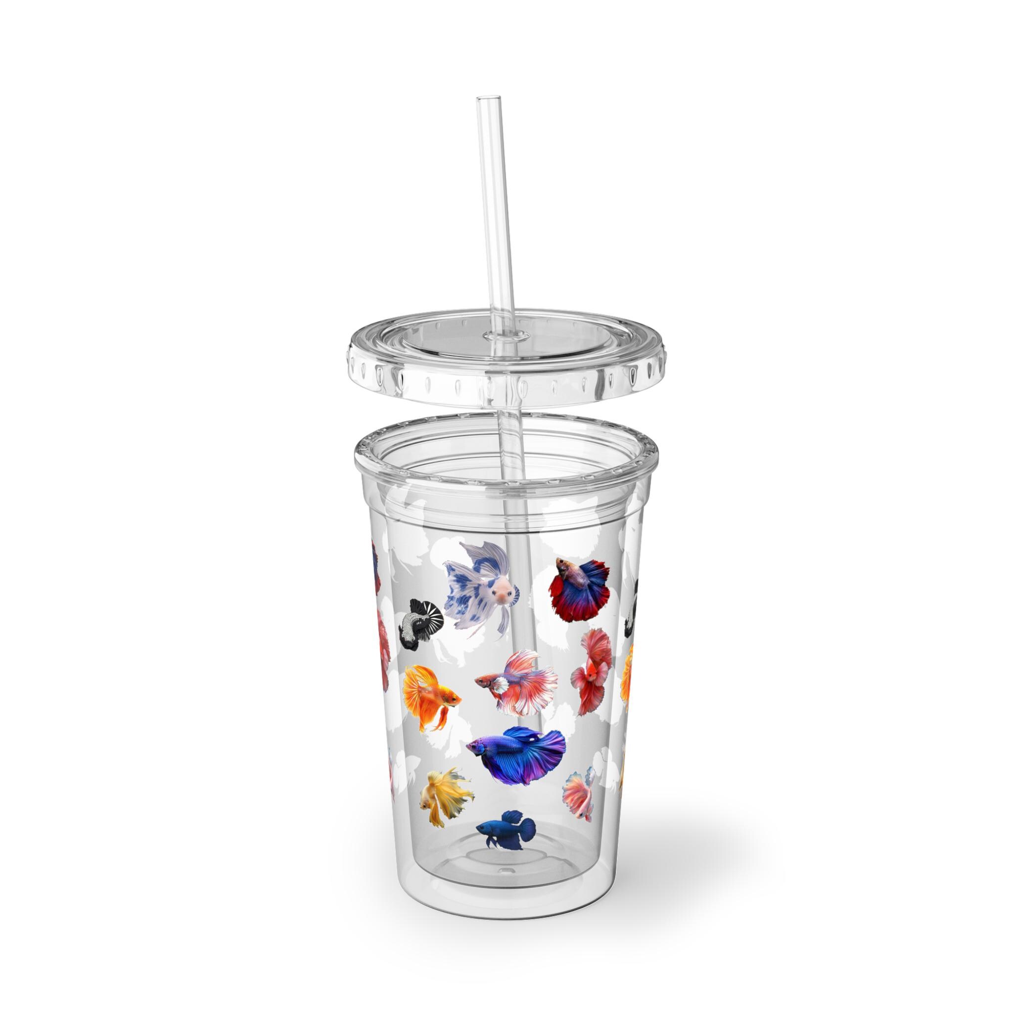 Colorful Betta Fish Pattern Acrylic Cup | Tropical Aquarium Drink ...