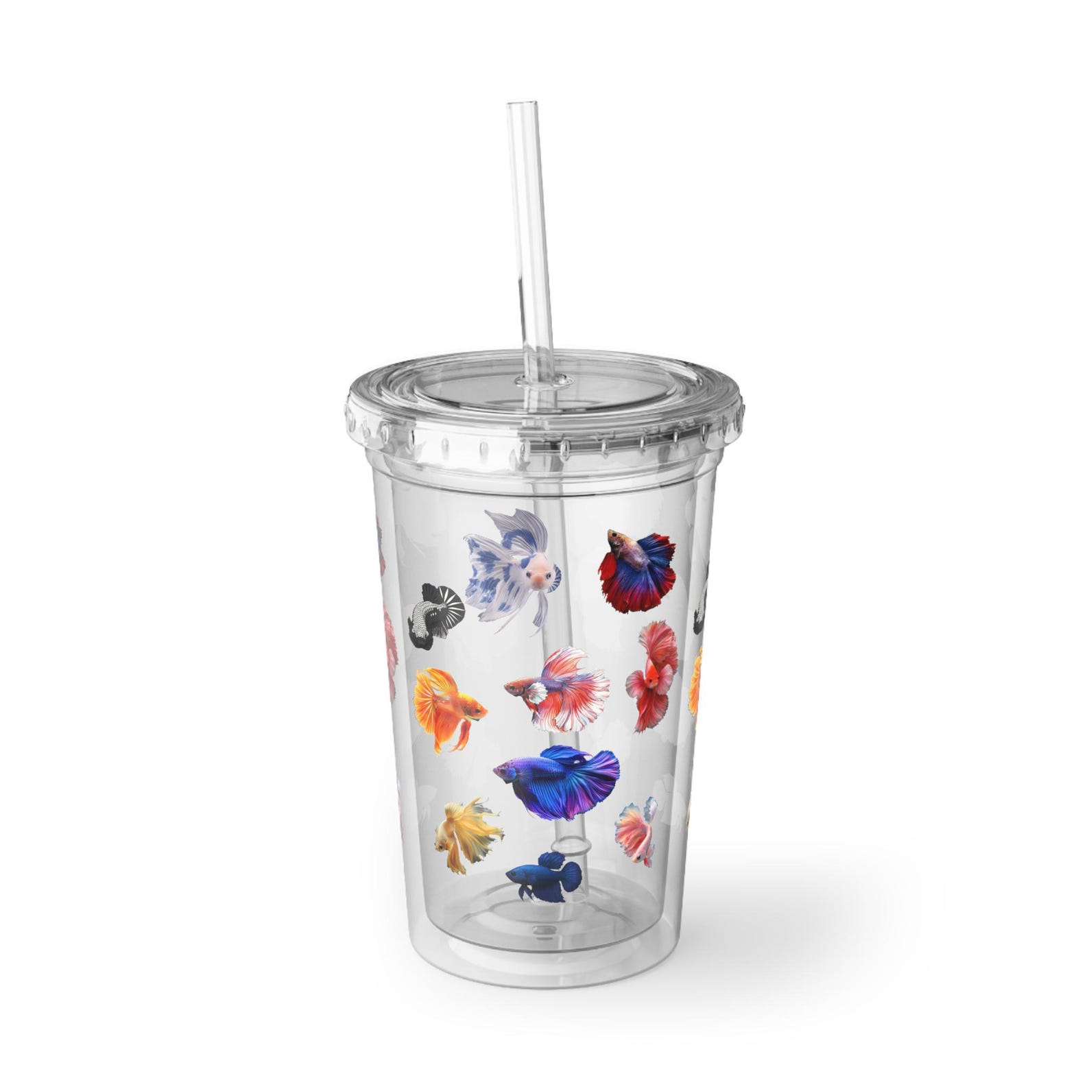 Colorful Betta Fish Pattern Acrylic Cup | Tropical Aquarium Drink ...