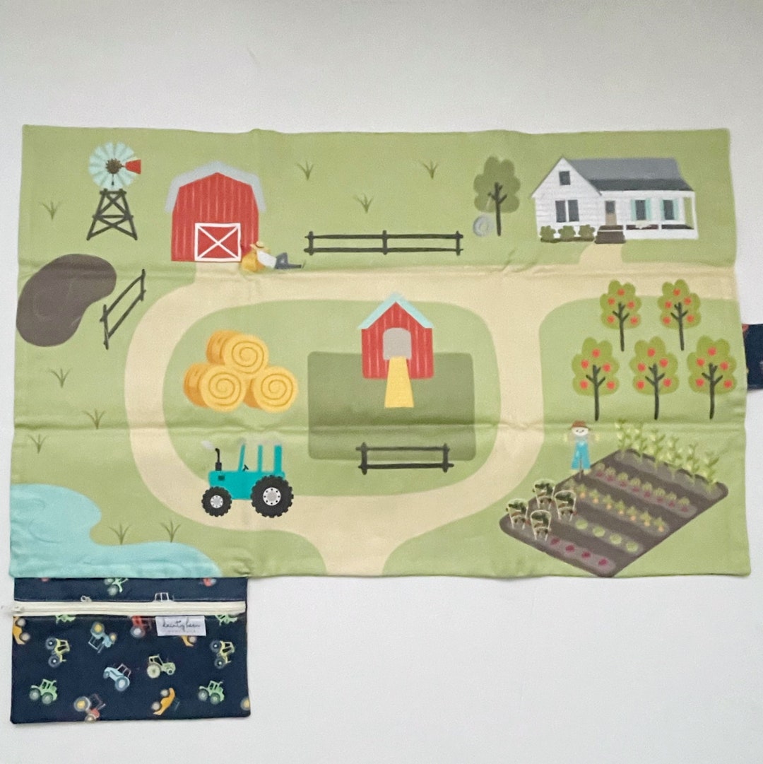 Large Farm Play Mat - Travel Mat - Tractor - Farm - Pretend Play - Farm ...