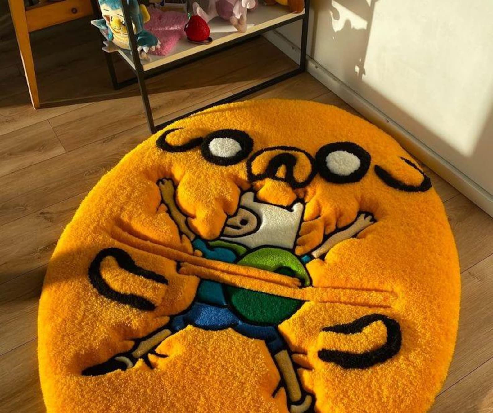 Cartoon Dog Face Rug – Handmade Round Tufted Area Rug Yellow Cartoon ...