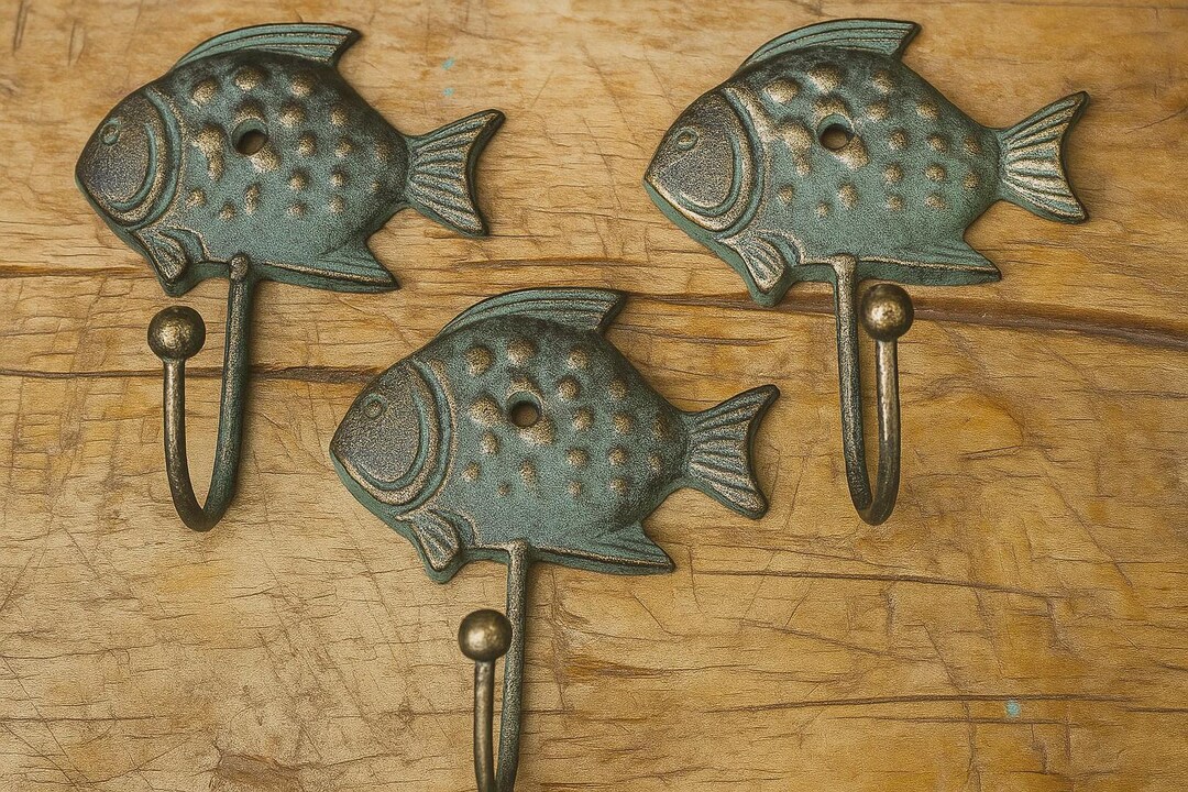 3 Nautical Sunfish Hooks – Heavy Cast Iron – Rustic Beach Wall Decor - Etsy