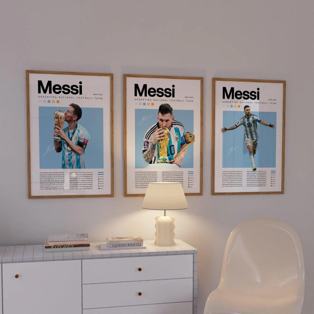 Lionel Messi Soccer Poster Set: Argentina National Team, Sports Wall ...