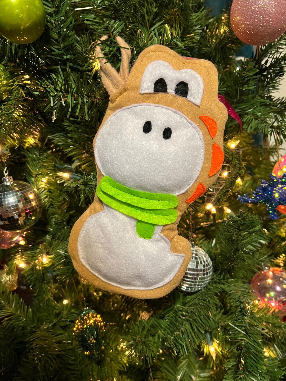 Handmade Felt Super Mario Yoshi Snowman Sugar Cookie Christmas Stocking ...