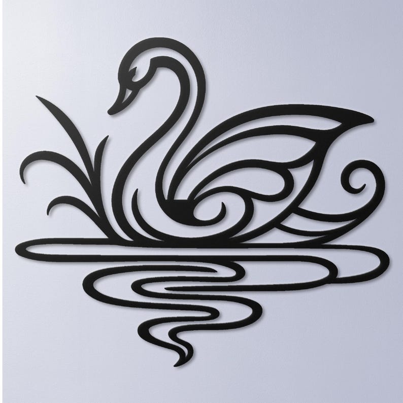 Elegant Swan Metal Wall Art: Art Nouveau Style, Symbol of Love Wall ...