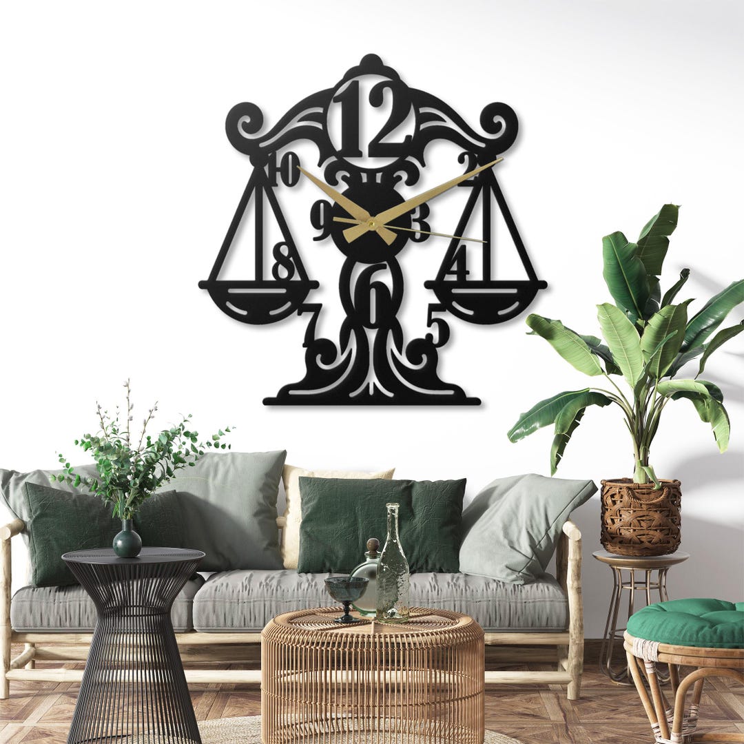 Scales of Justice Metal Wall Clock Law Office Decor Lawyer Gift ...