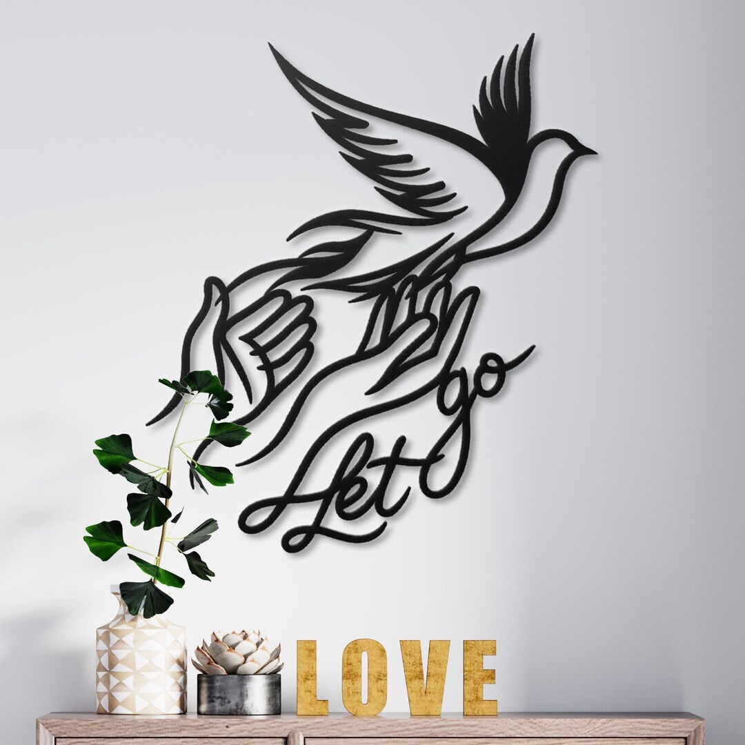 Let Go Metal Wall Art: Dove of Peace, Yoga Studio Wall Decor - Etsy