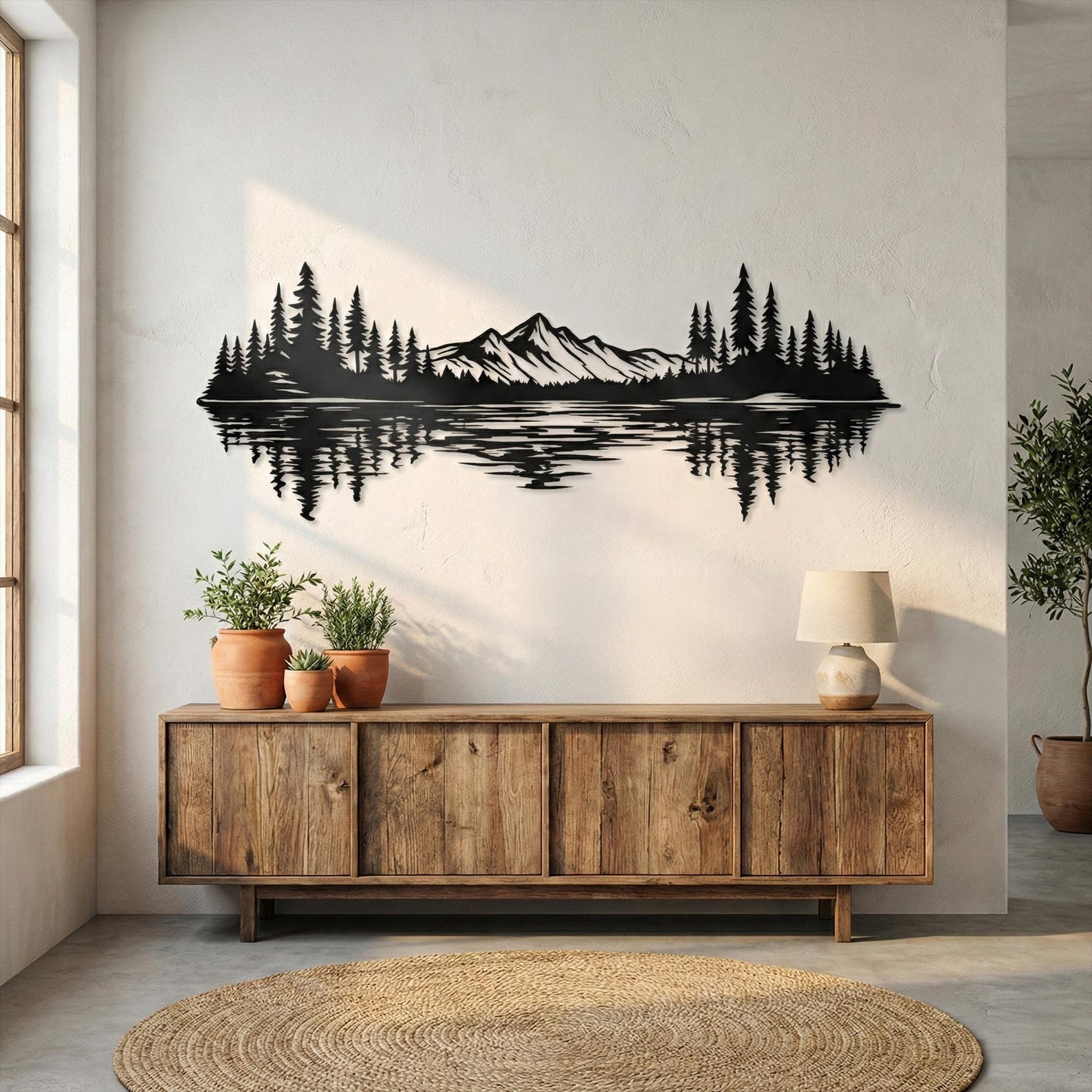 Metal Lake House Wall Art : Rustic Mountain Forest Scene Decor - Etsy