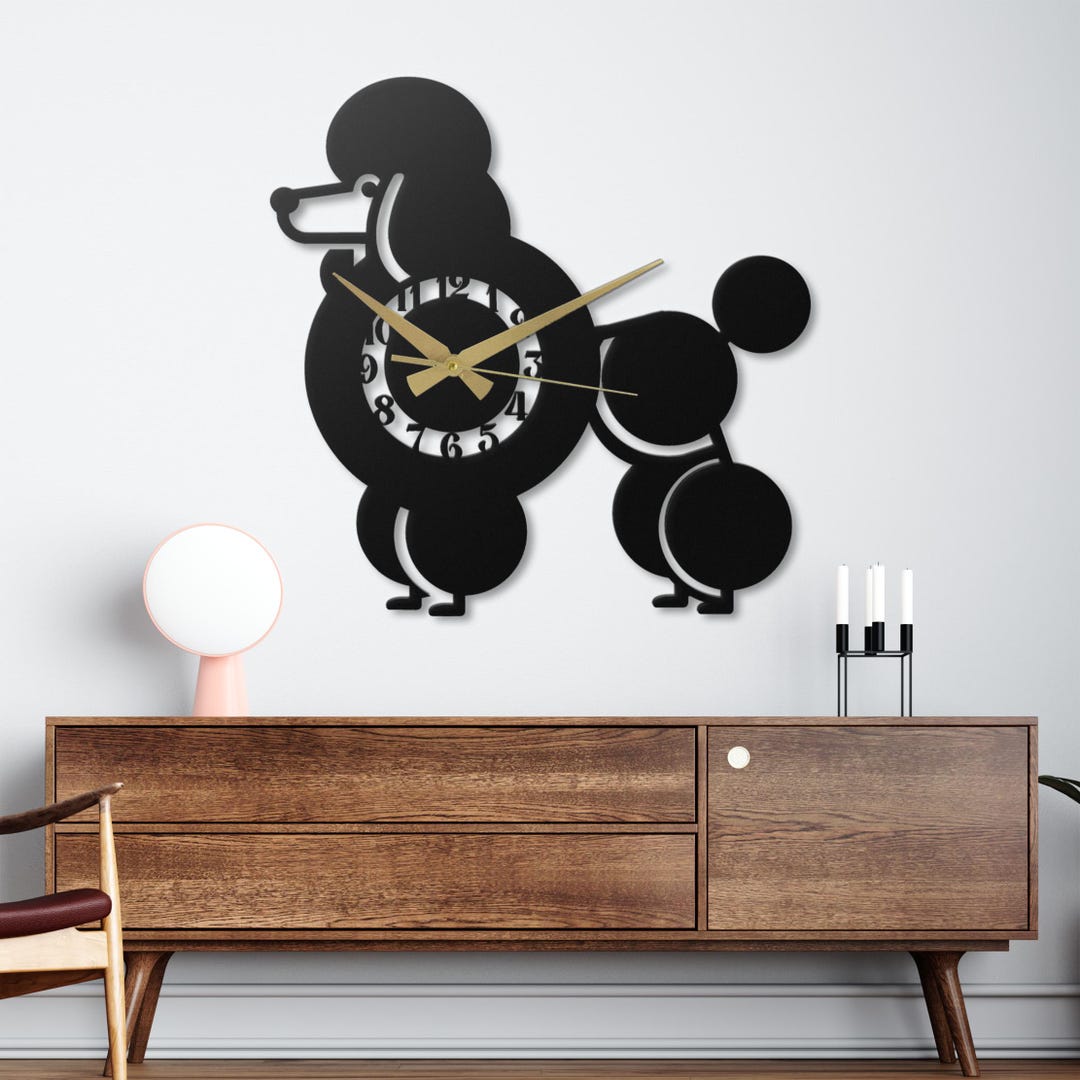 Poodle Wall Clock Metal Dog Art Pet Lover Gift Veterinarian Decor ...