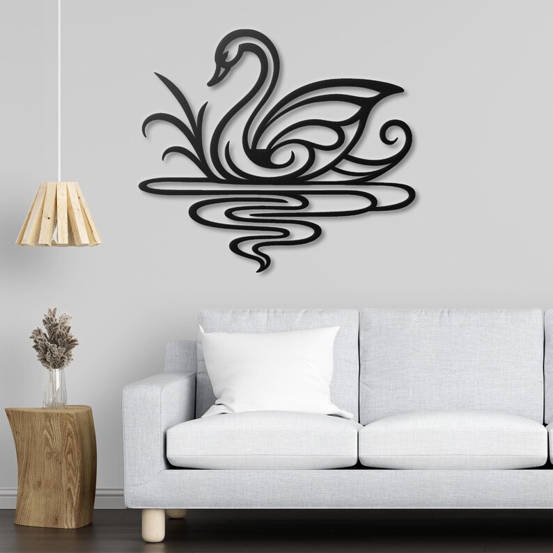 Elegant Swan Metal Wall Art: Art Nouveau Style, Symbol of Love Wall ...